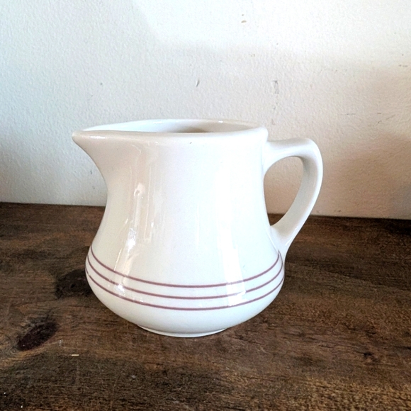 Homer Laughlin | Dining | Vintage White Ceramic Pitcher Red Stripes ...